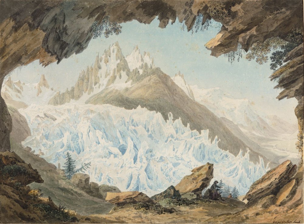 Artist Drawing from the Vault Named the Hat, the Glacier des Bois and ...
