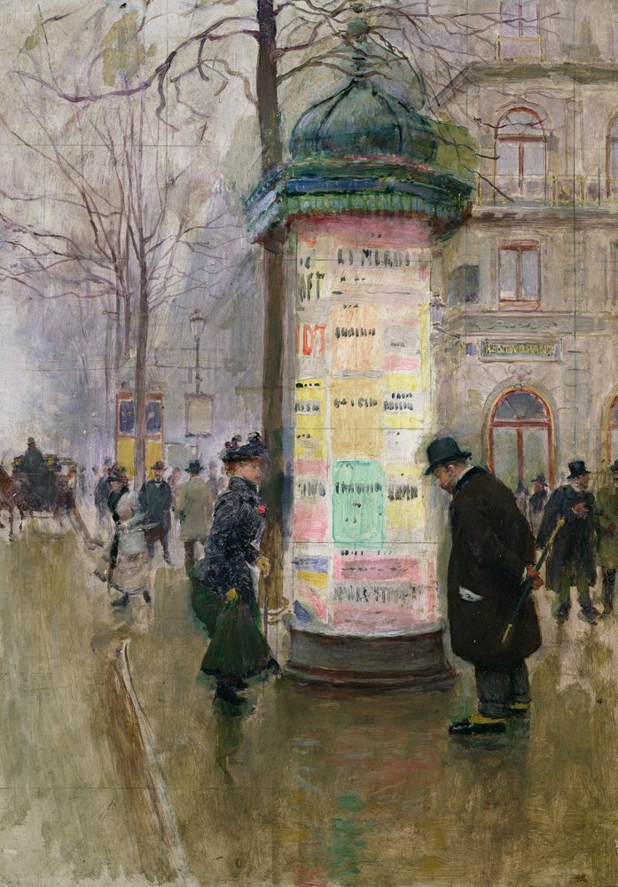 The Colonne Morris, c.1885 by Jean Beraud: Fine art print