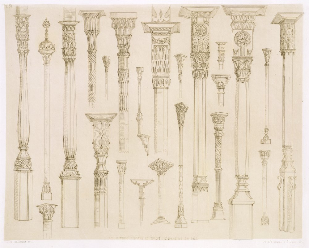 Persian and Turkish Wooden Column Designs, from 'Art and Industry ...