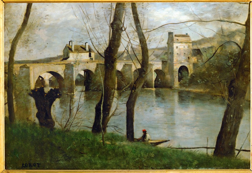 The Bridge at Mantes, France by Jean Baptiste Camille Corot