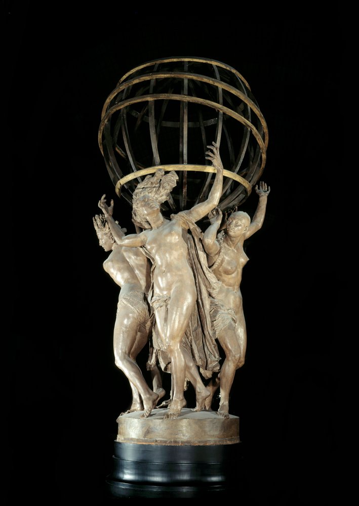 The Four Parts of the World Supporting the Terrestrial Globe, Sculpture ...