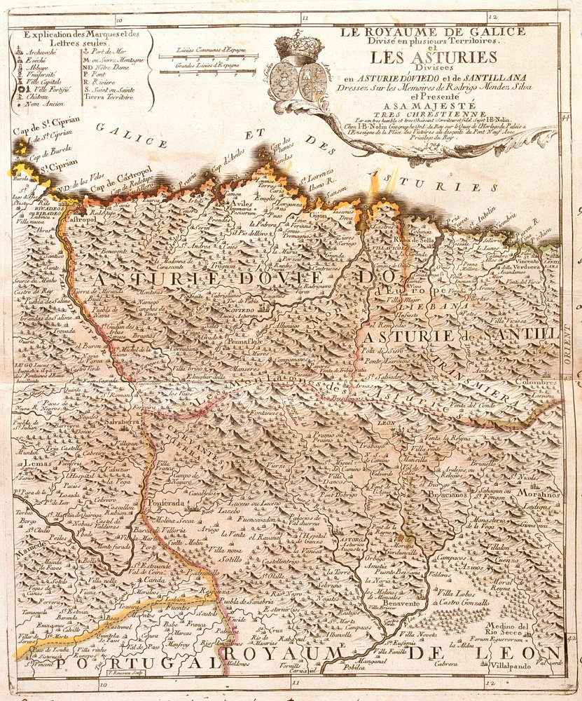 Map of Asturias (Spain) by Jean Baptiste Nolin