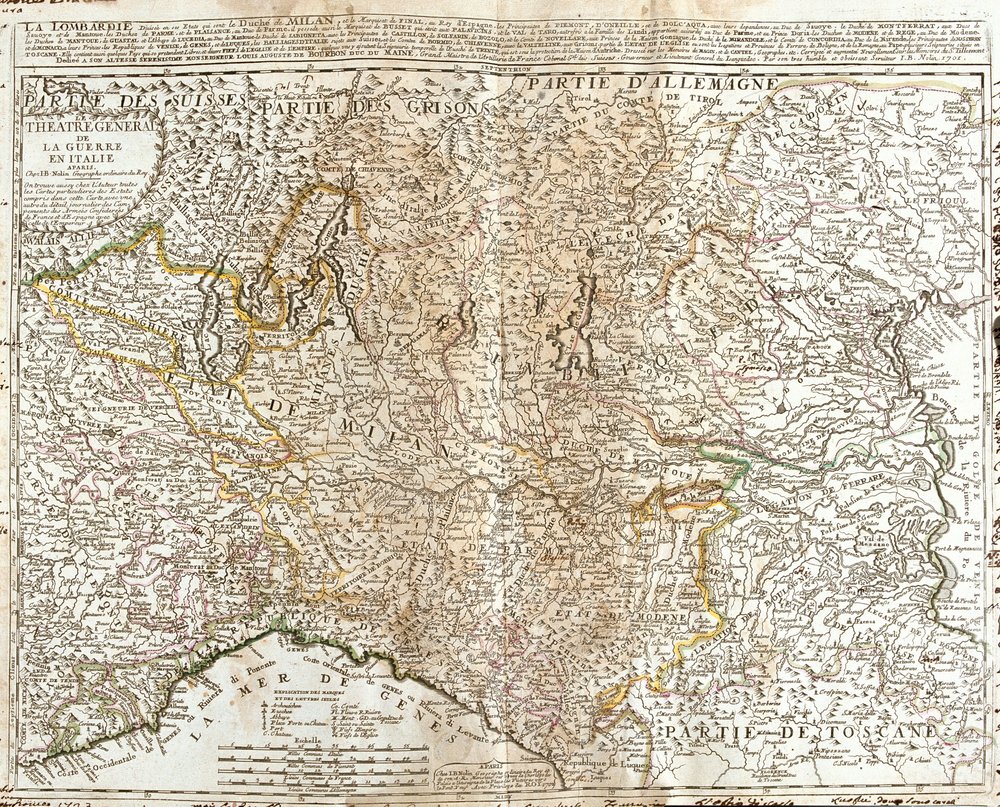 Map of Lombardy (Italy) by Jean Baptiste Nolin
