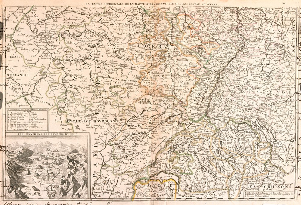 Map of the Area around the Rhine (Germany, Switzerland, France)