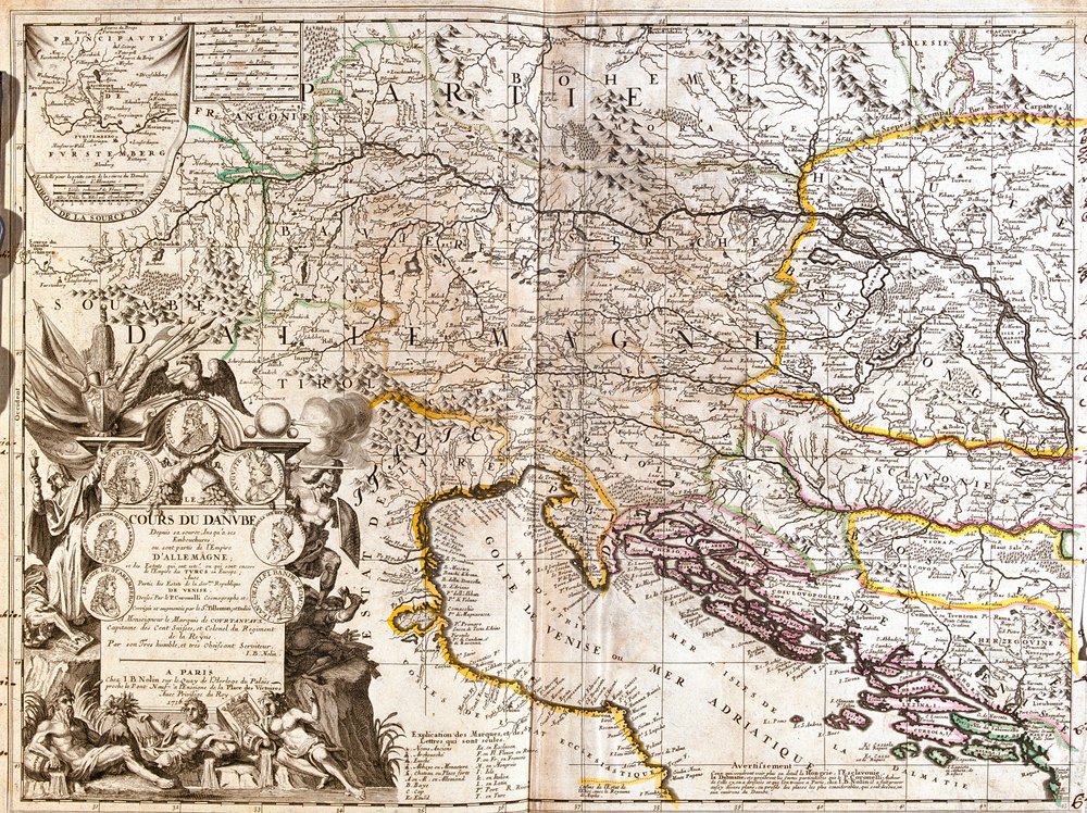 Map of the course of the Danube River in Germany