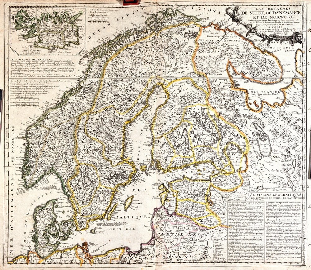 Map of the kingdoms of Norway, Sweden and Denmark
