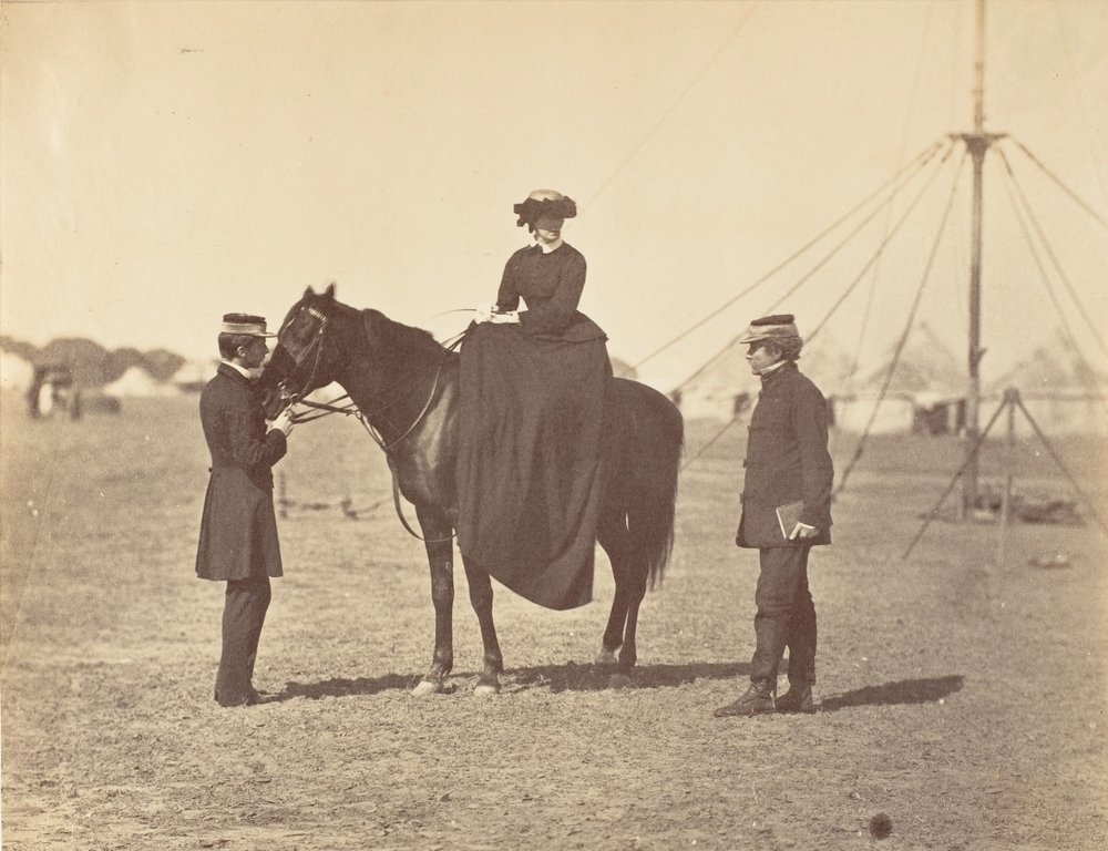 Lady Canning on Her Black Arab and Lord Clyde, Commander in Chief