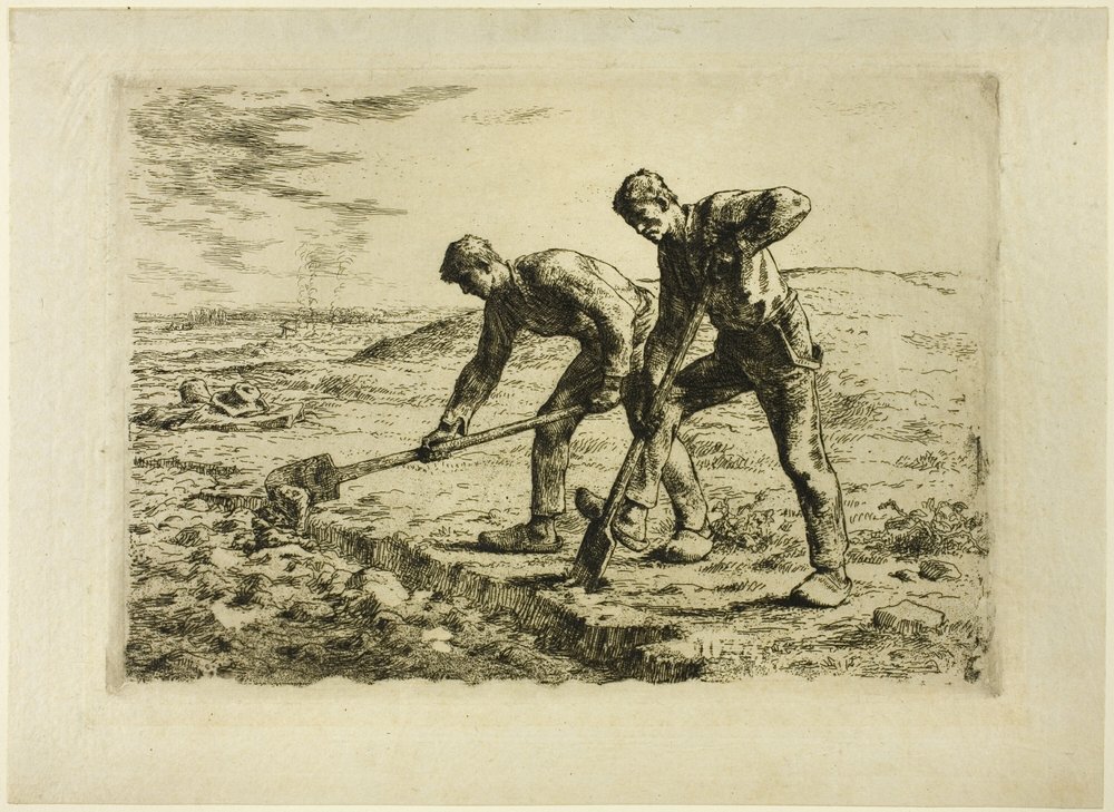 Two Men Digging by Jean-Francois Millet: Buy fine art prints