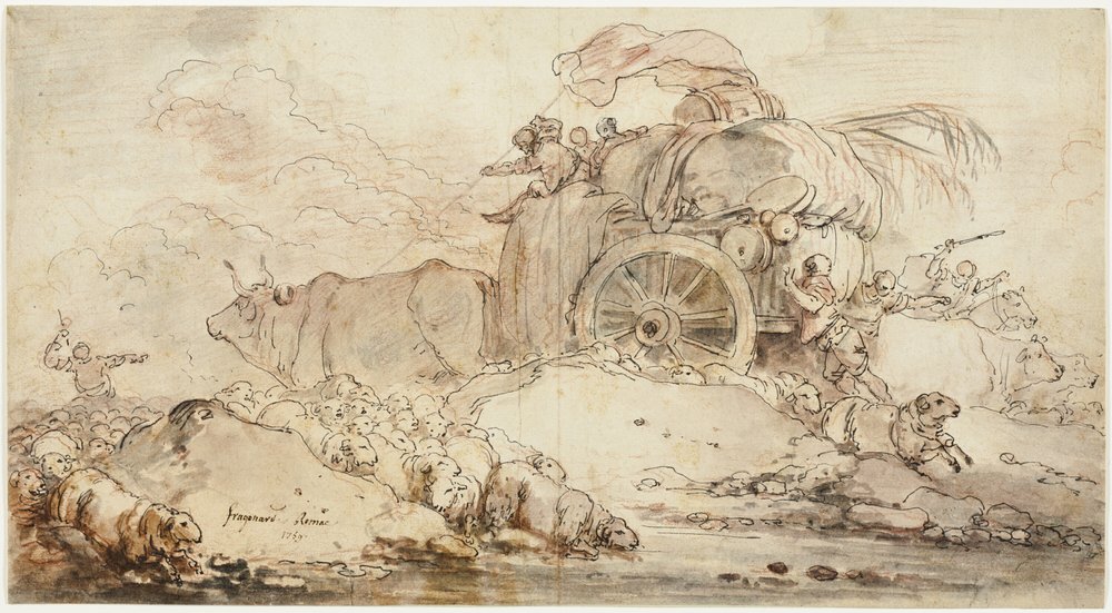 The Stalled Cart by Jean Honore Fragonard: Fine art print
