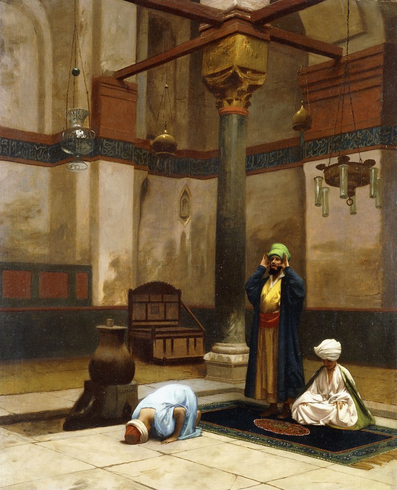 Three People Praying in the Corner Mosque