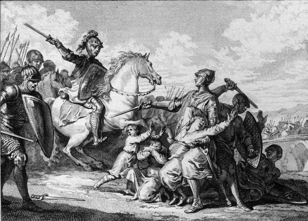 Assassination of the sons of Thierry II of Burgundy in 613, in the ...