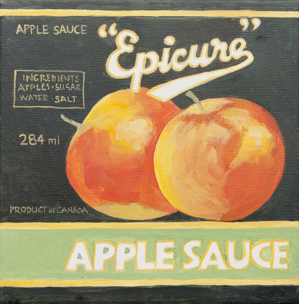 Epicure apple sauce can label by Jennifer Abbott