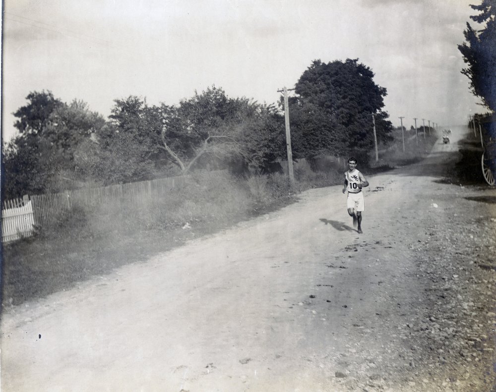 Sam Mellor of the Mohawk Athletic Club Running Alone, Along the Dirt ...