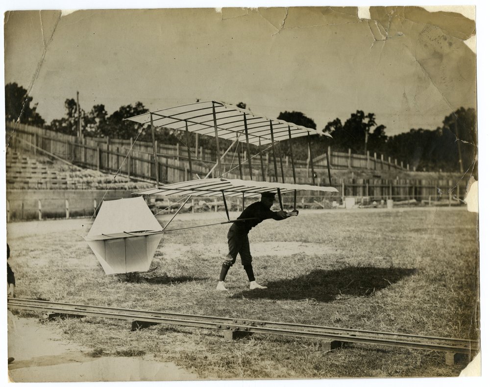 William Avery in the "Gliding Machine"