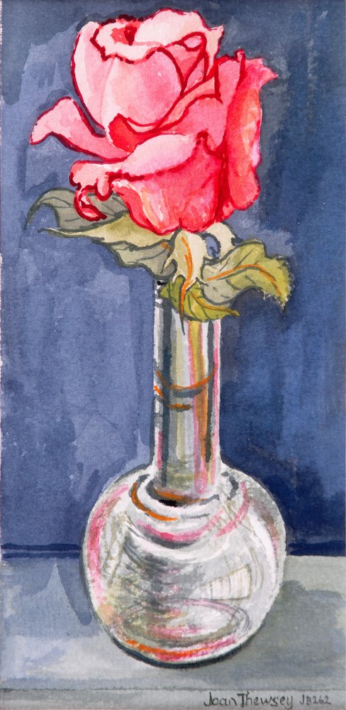 Pink Rose in a Bud Vase by Joan Thewsey: Fine art print