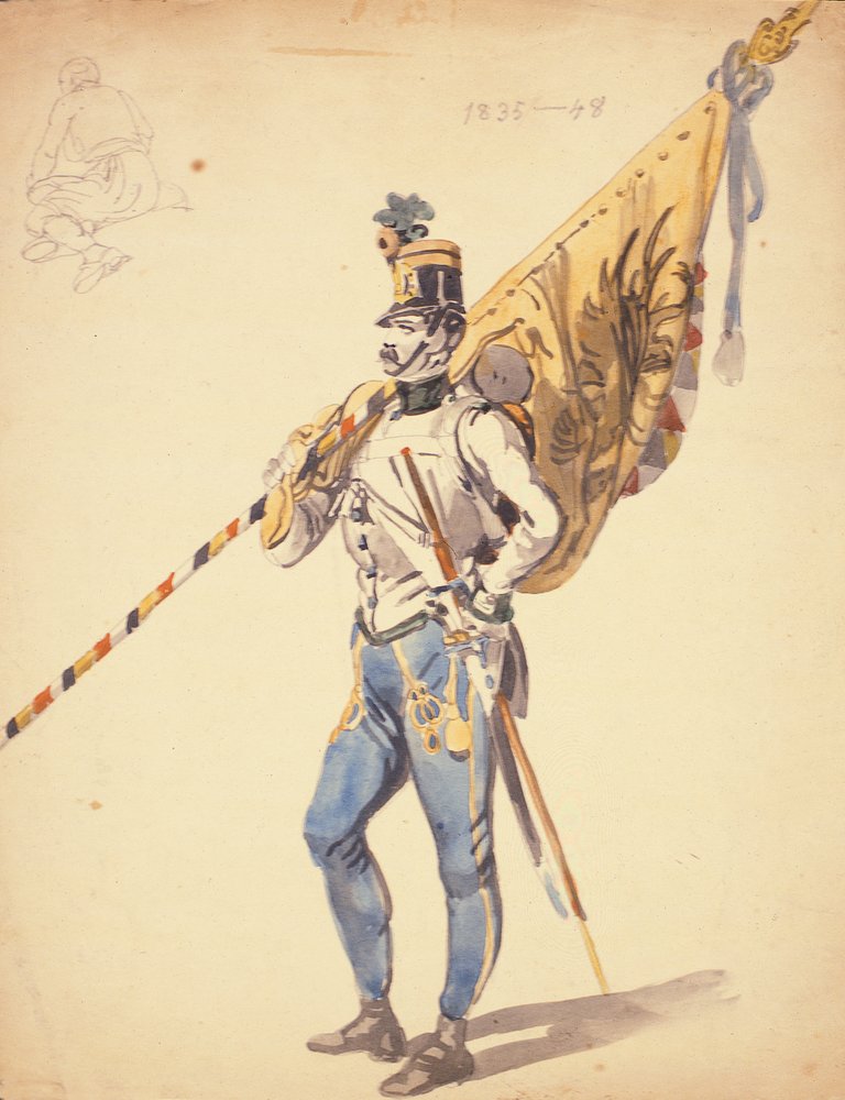 An Officer with a Battalion Colour of a Hungarian Infantry Regiment
