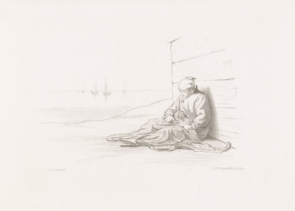 Mending Nets by Johann Heinrich Maria Hubert Rennefeld