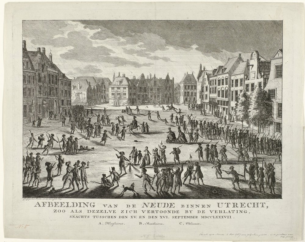 Patriots Leaving the Neude in Utrecht, 1787 (Image of the Neude in ...