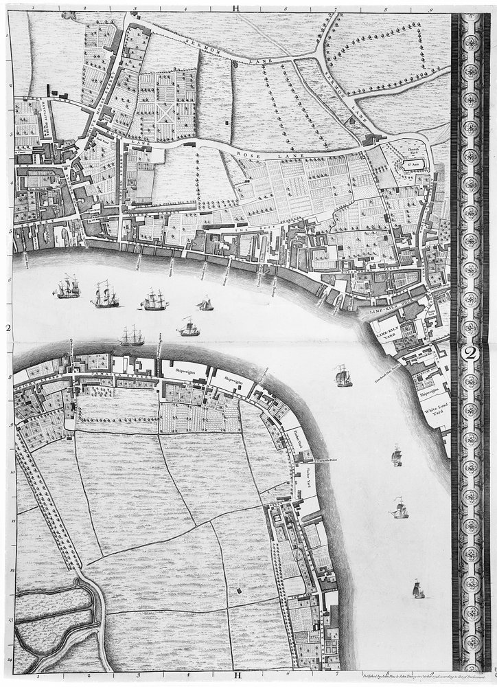 A Map of Limehouse and Rotherhithe, London, 1746