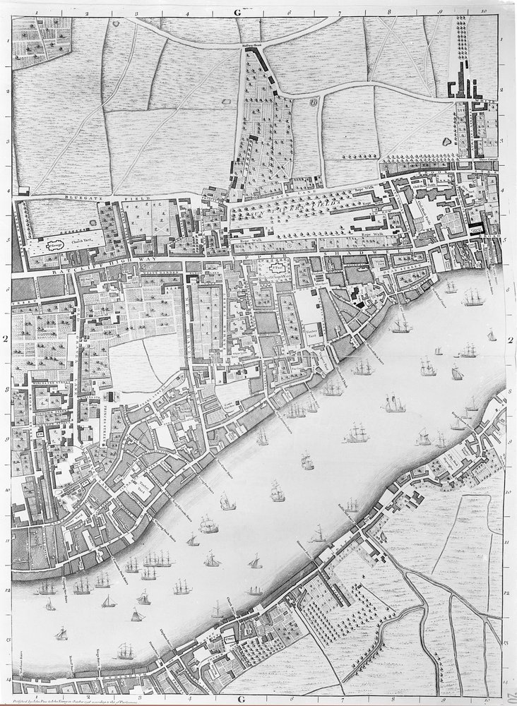 A Map of Wapping, London, 1746 by John Rocque