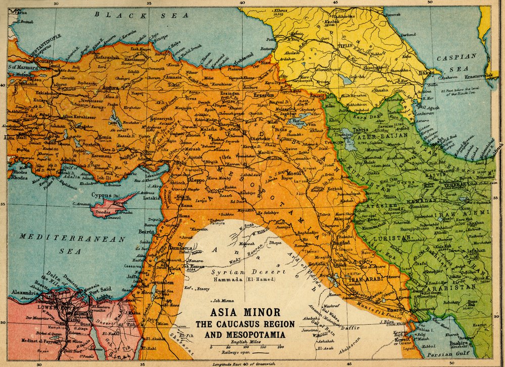 Asia Minor, the Caucasus Region and Mesopotamia, First World War, c1915 ...