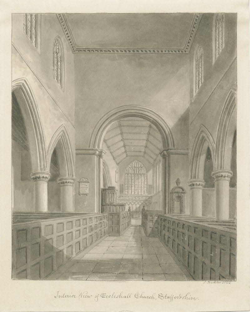 Interior of Eccleshall Church by John Buckler