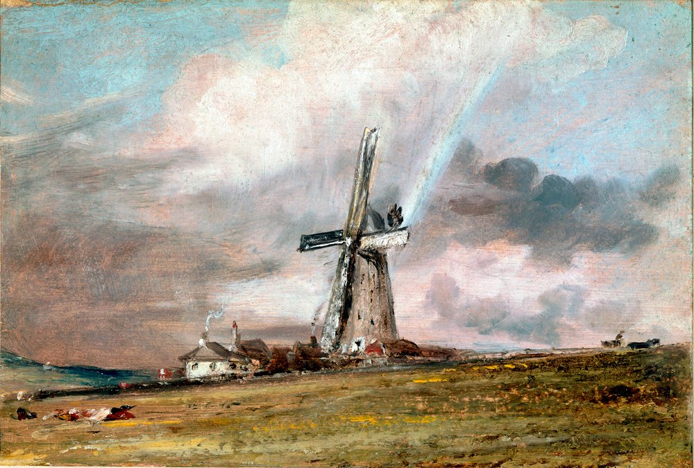 Windmill, Houses and Rainbow by John Constable