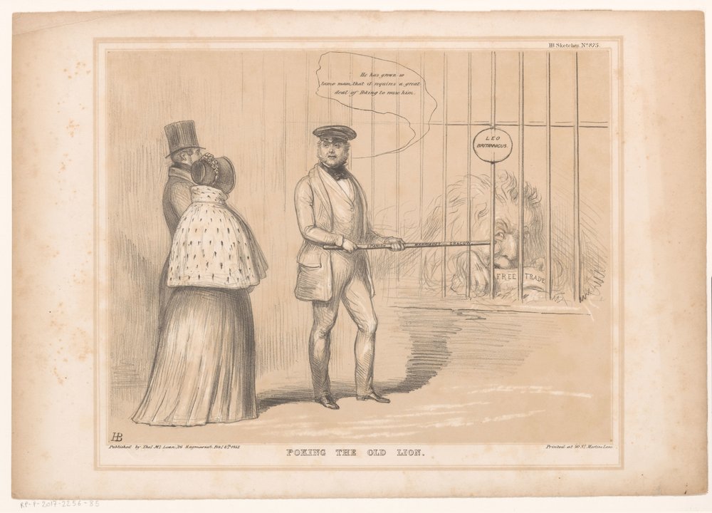 Caricature with Queen Victoria at the Lion's Cage (series title)