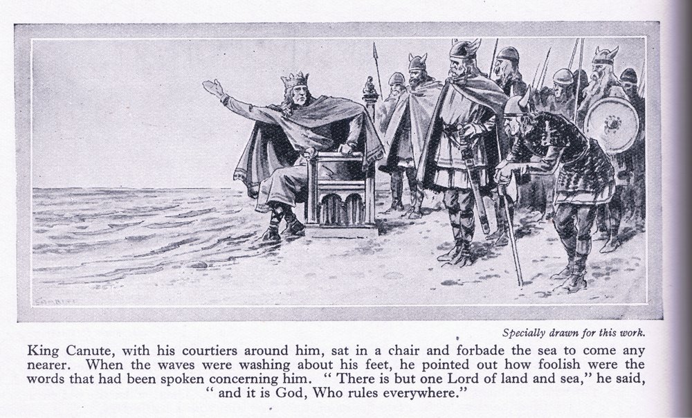 King Canute forbids the sea to come in, c.1950