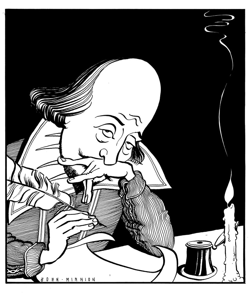 William Shakespeare writing a play by John Minnion