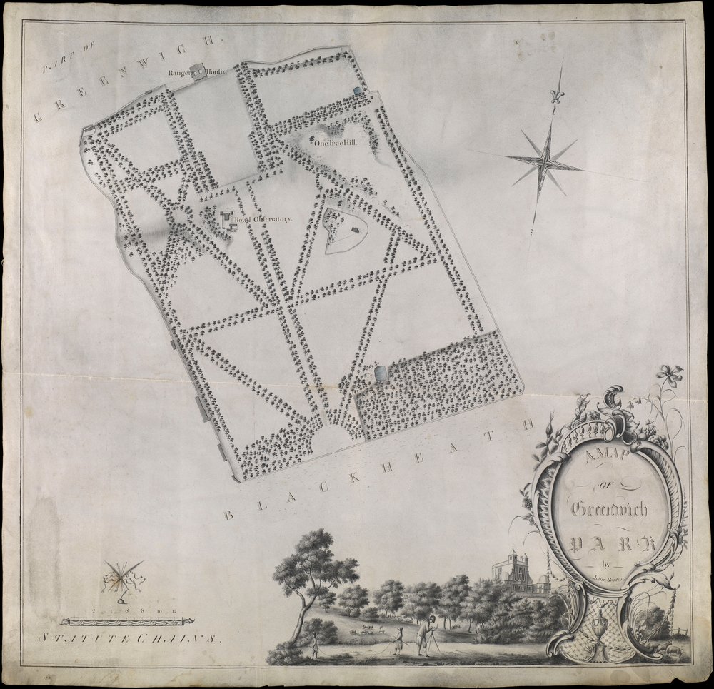 Plan of Greenwich Park, Showing the Royal Observatory, One Tree Hill ...