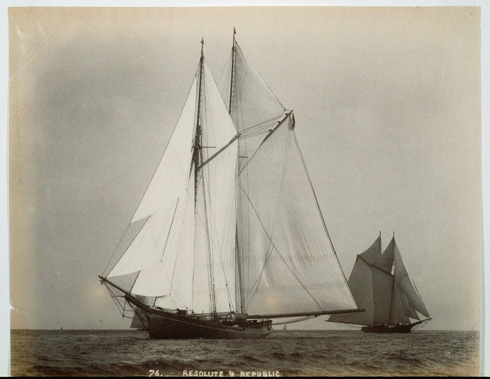 The Schooner Yachts RESOLUTE and REPUBLIC, probably 1890s