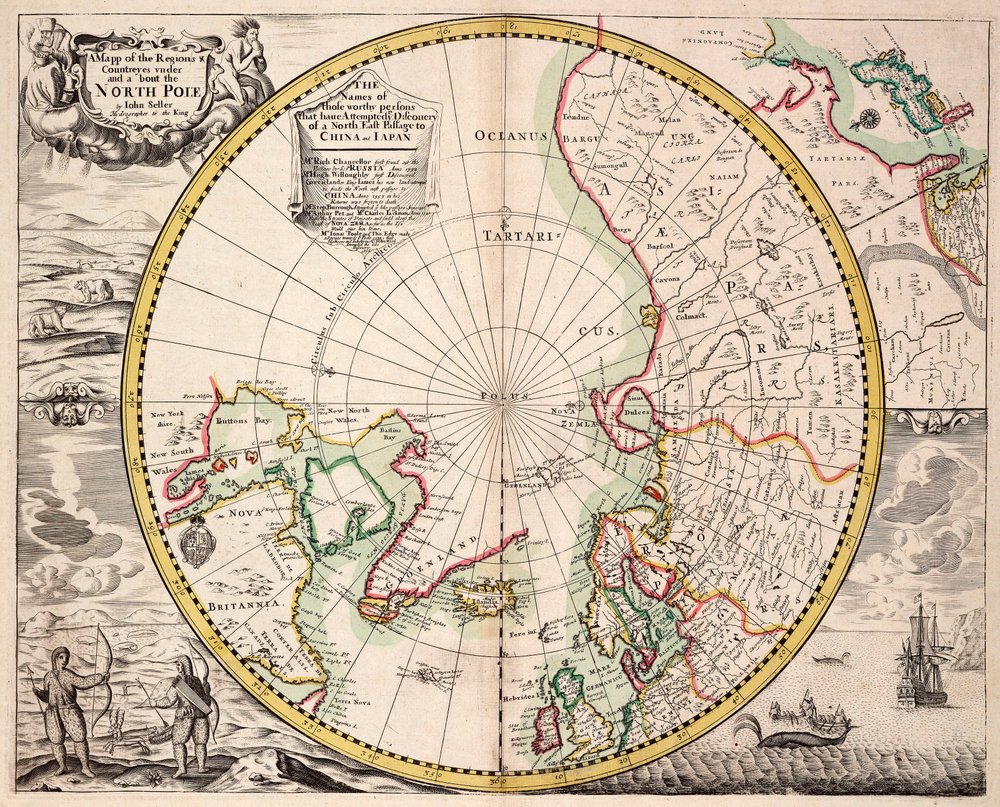 Polar Projection Map with Arctic Circle, c.1680