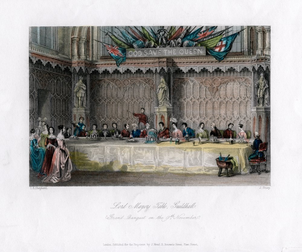 The Lord Mayor's Table, Grand Banquet, Guildhall, City of London