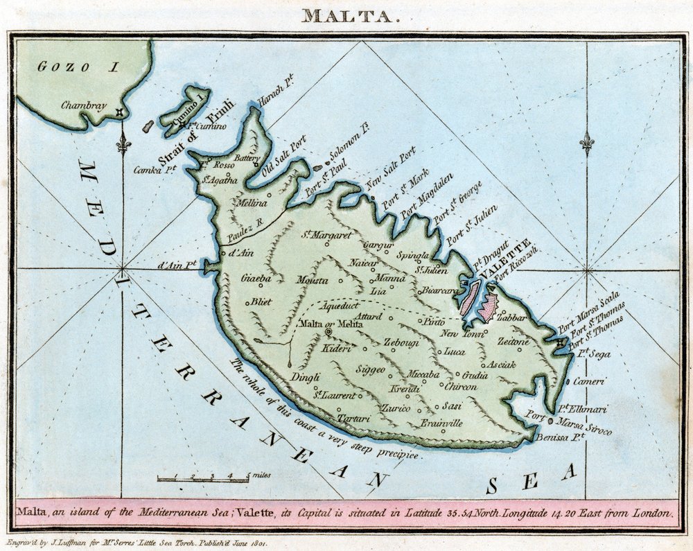 Chart of Malta by John Thomas Serres: Buy fine art print