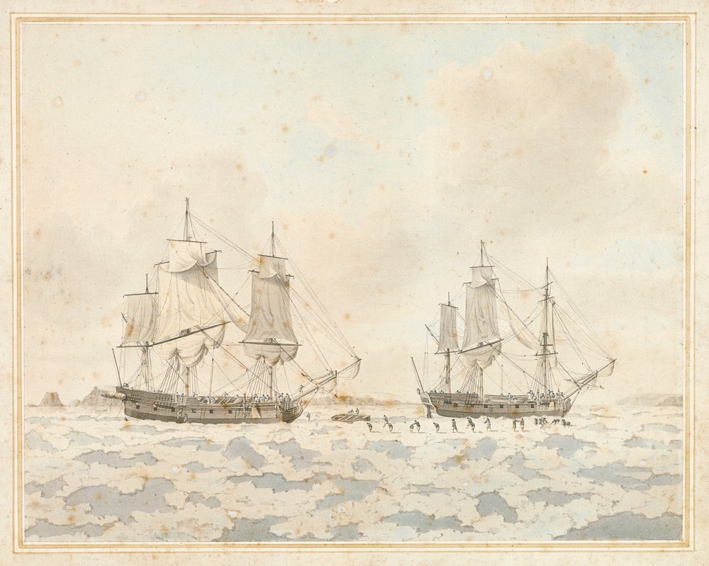 The British Ships Racehorse and Carcass, Caught in the Ice During an ...