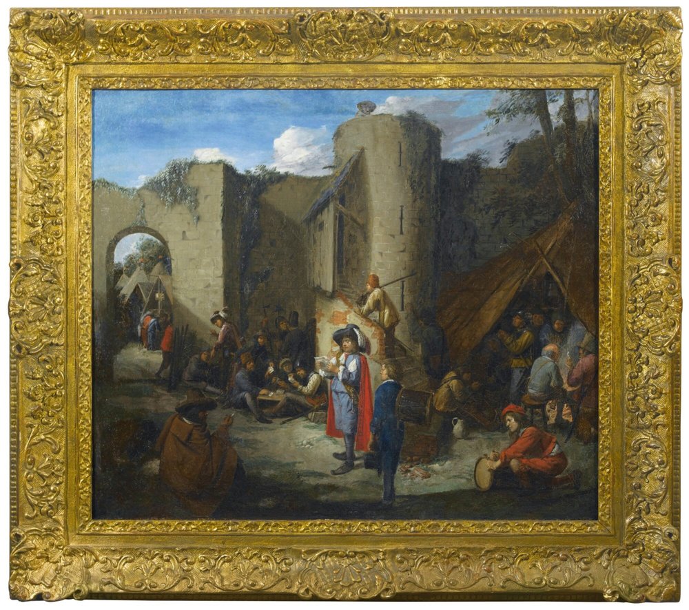 An Officer Reading a Letter in a Military Encampment Beside the Walls ...