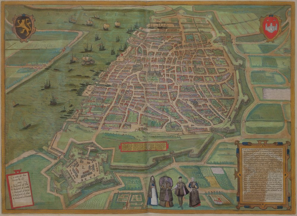 Map of Antwerp, from 'Civitates Orbis Terrarum' by Georg Braun and ...