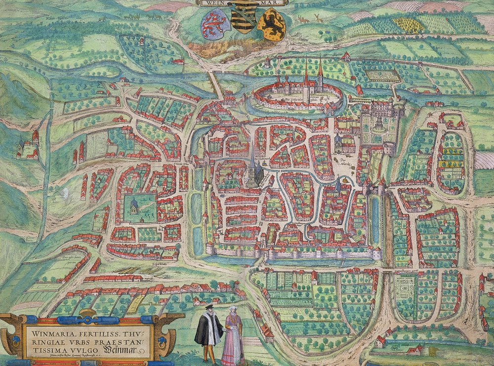 Map of Weimar, from 'Civitates Orbis Terrarum' by Georg Braun and Frans ...