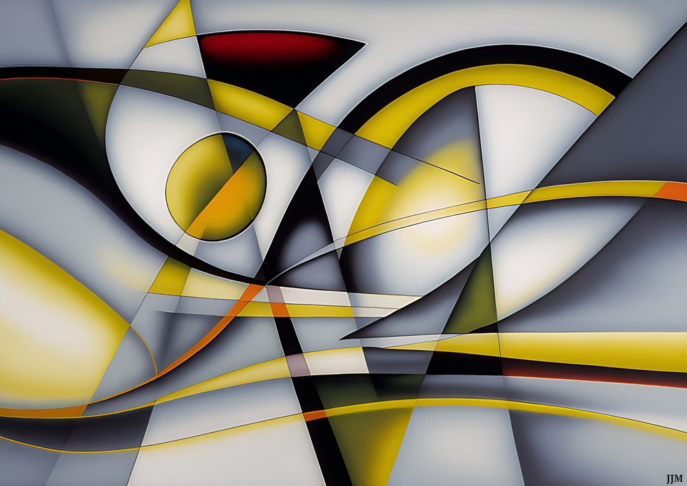Abstract: Silver-Yellow Curve 1 by Josef Johann Michel