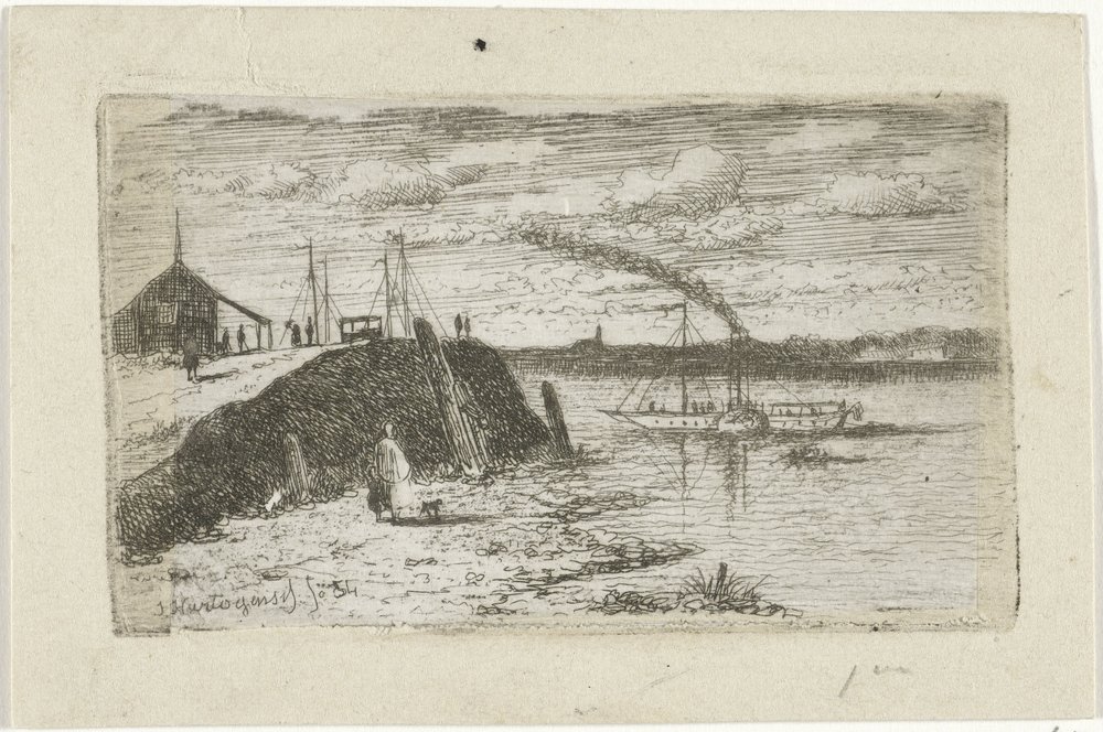 River View with a Steamboat by Joseph Hartogensis