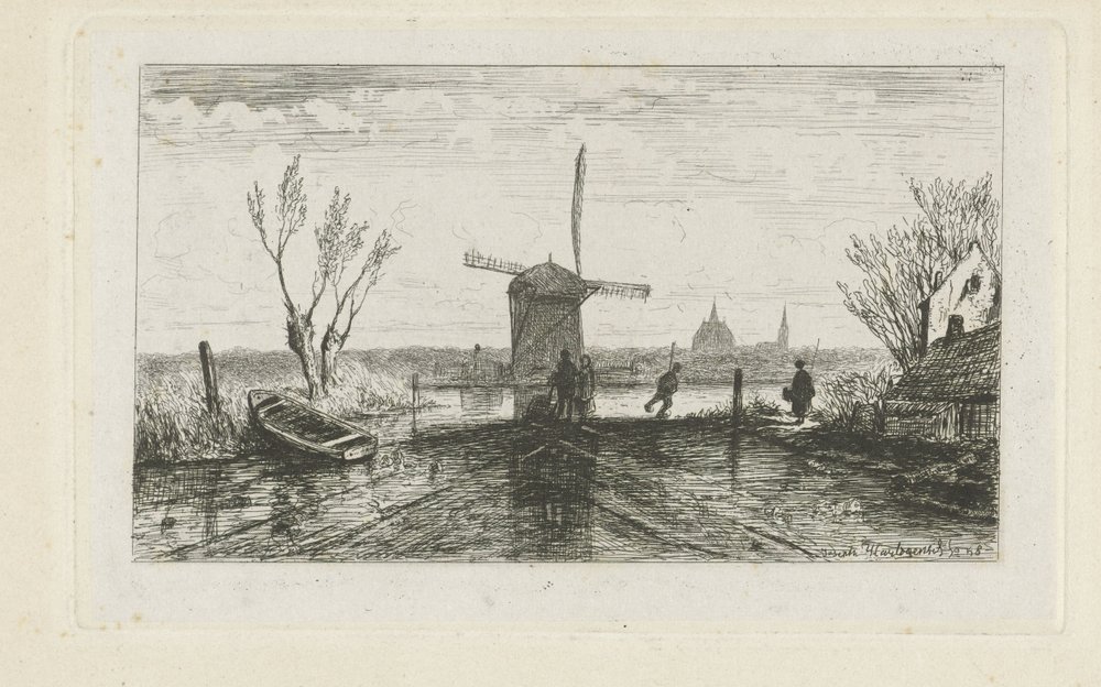 Skater by a Mill by Joseph Hartogensis: Buy fine art print