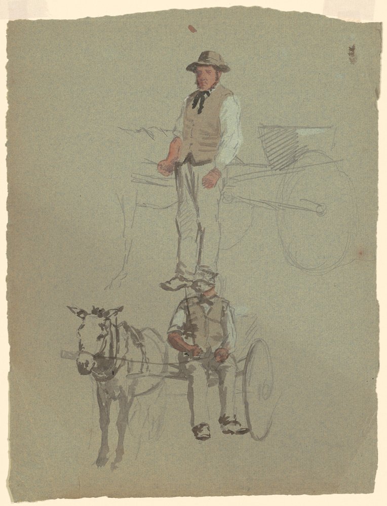 Studies of a Man and Horse Cart by Jr. Enoch Wood Perry
