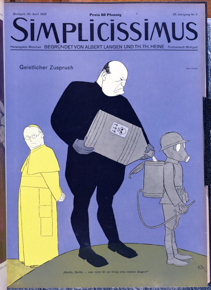 Pope Pius XI and Benito Mussolini, Front Cover of 'Simplicissimus ...