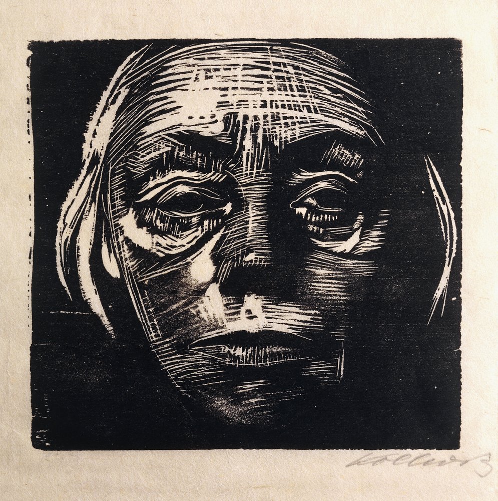 Full-face Self-portrait by Käthe Kollwitz: Fine art print