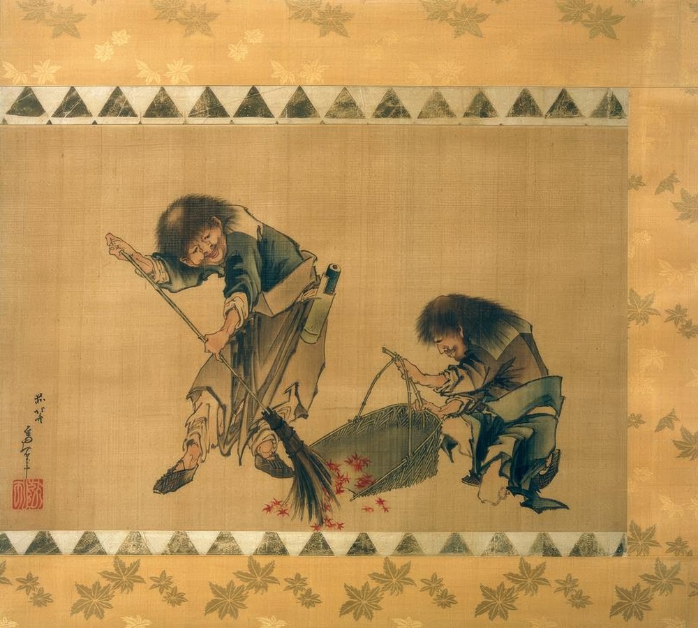 Kanzan and Jittoku by Katsushika Hokusai: Fine art print