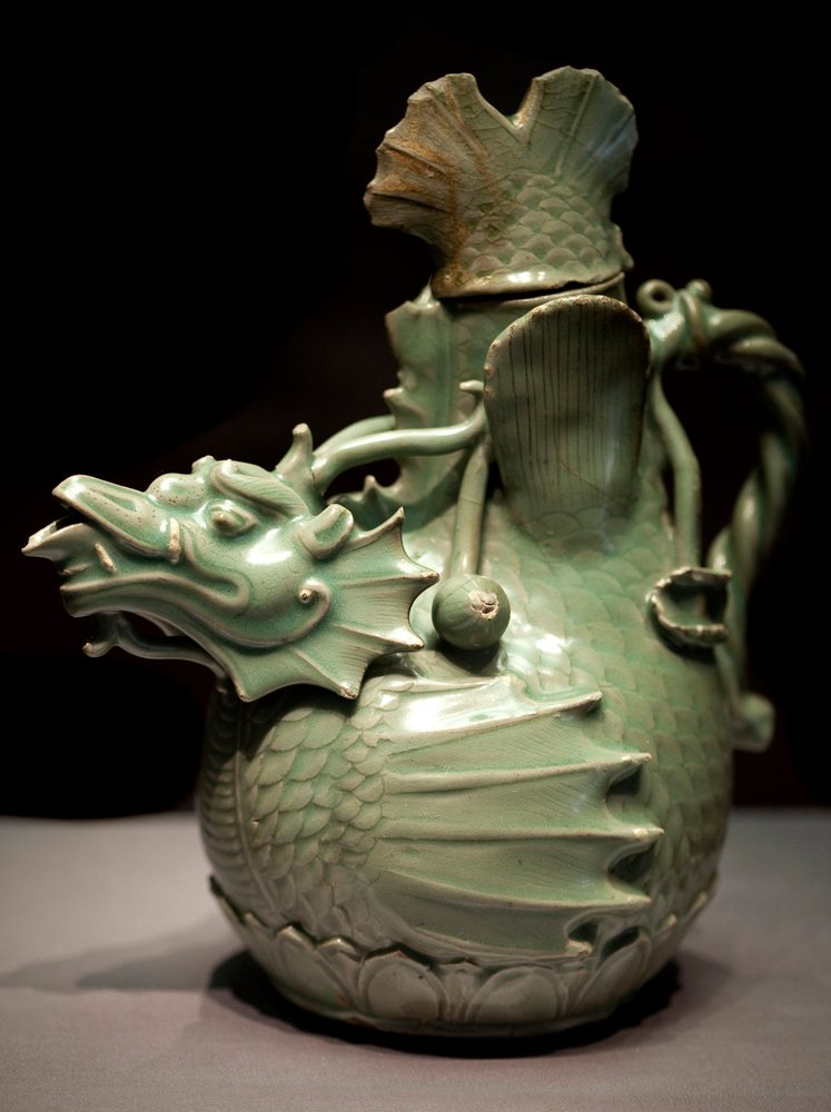 Aquatic Dragon Pitcher by Korean School: Fine art print