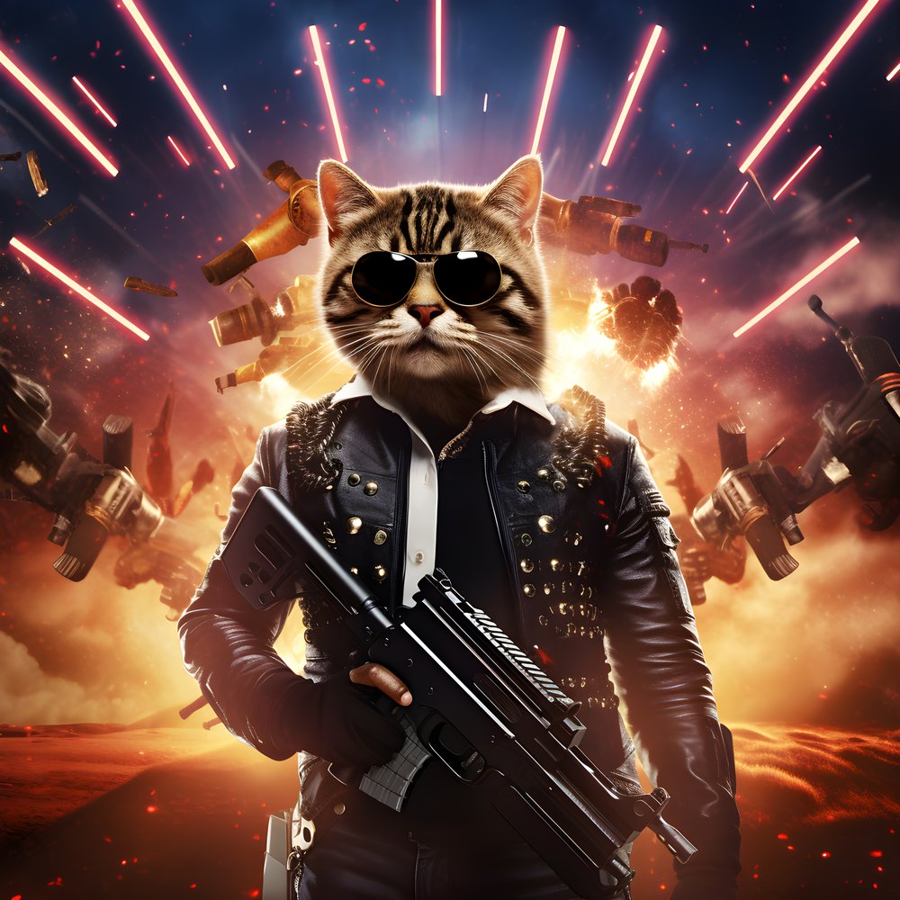 Movie Poster of a Cat Wearing a Black and White Polka Dot Shirt and ...