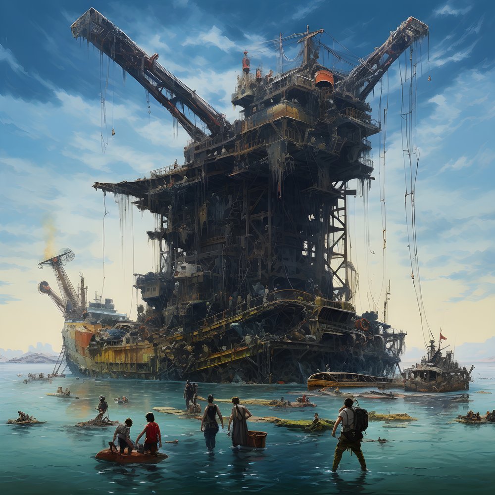 Large Wreck Being Lifted from the Sea by a Crane 2