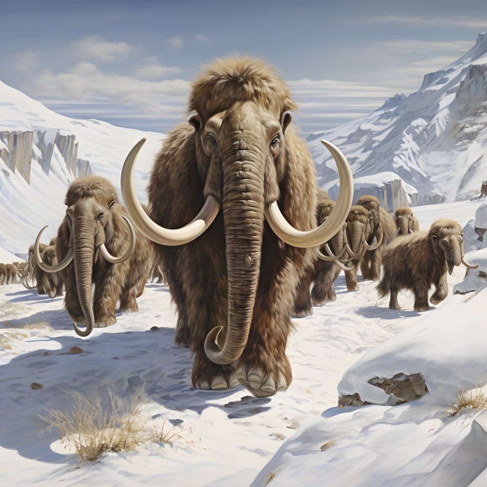 Woolly Mammoth Herd in the Tundra 1 by Kurt Heppke